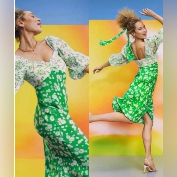 RIXO | Dresses | Rixo X Target Daisy Long Sleeve Swing Dress Midi Green ...